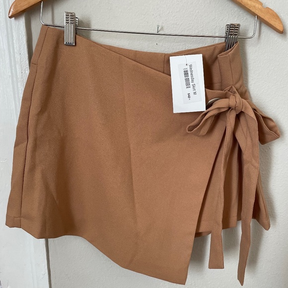 Wednesday | Skirts | Tan Mini Skort With Wrap | Poshmark